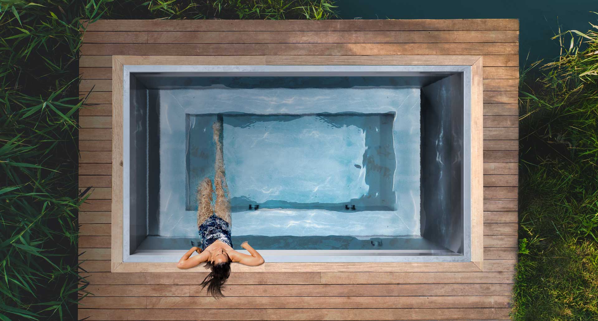 Stainless Steel, Wooden Clad Cold Plunge Rectangle Pool inc Turbo ...